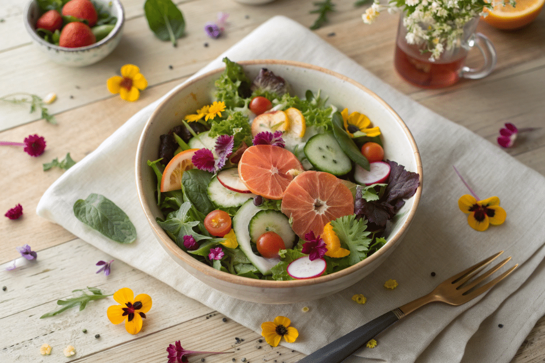 Edible Flower Salad with Citrus Vinaigrette