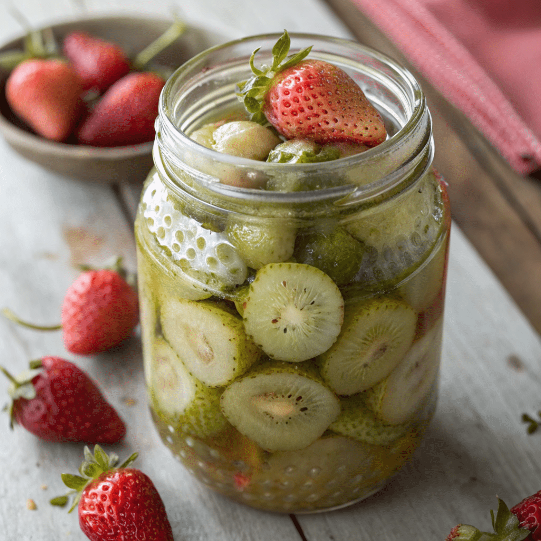 Pickled Green Strawberries with Bright Tang