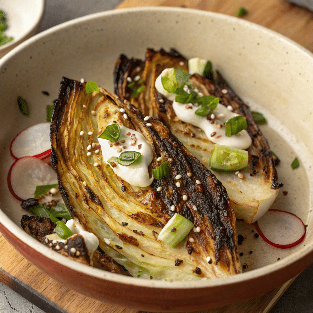 Charred Cabbage Bowl with White Miso Dressing