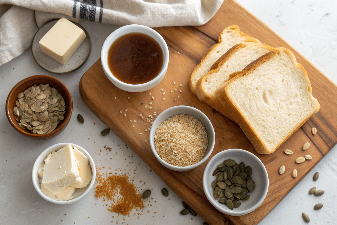 Miso Caramel Toast with Toasted Seeds
