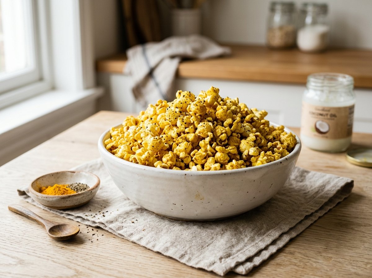 Turmeric Popcorn with Black Pepper & Coconut Oil